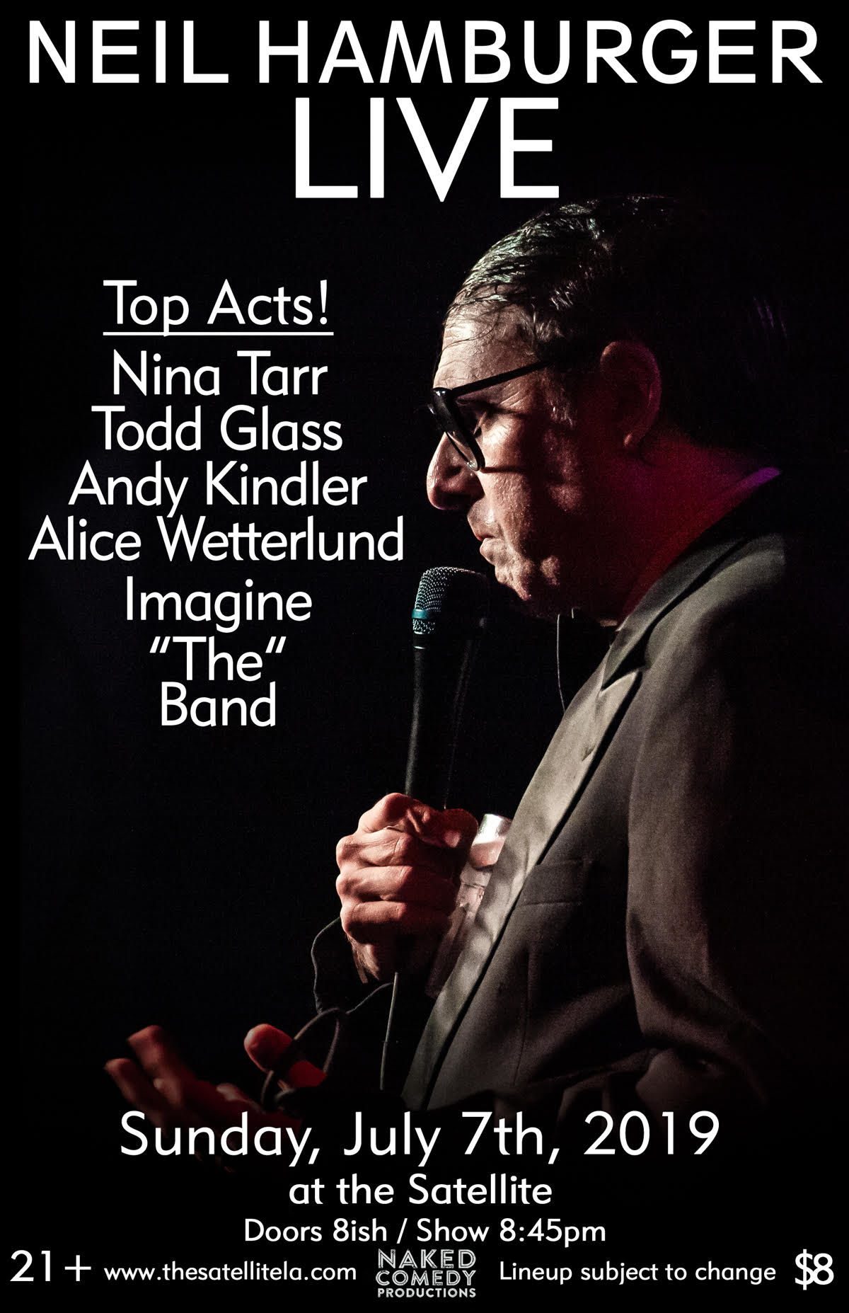 Neil Hamburger LIVE 7/7 Kindler! Glass! Wetterlund! Imagine