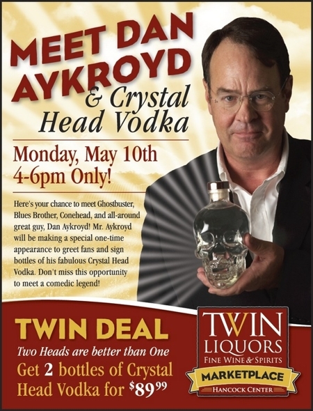 Meet Dan Aykroyd & Crystal Head Vodka! in Austin at Twin Liquors
