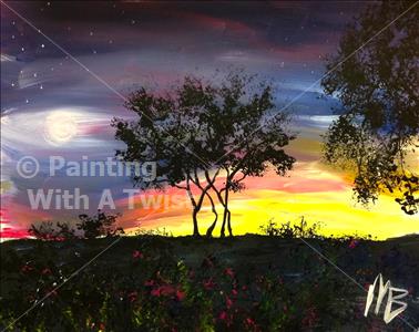 Painting With a Twist - "Sunset Over Texas" in Austin at Painting