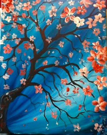 "Zen Tree with Blossoms" in Lakeway at Painting with a Twist