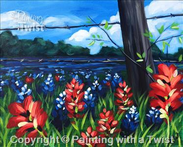 Painting With a Twist - "Texas in Spring" in Round Rock at Painting
