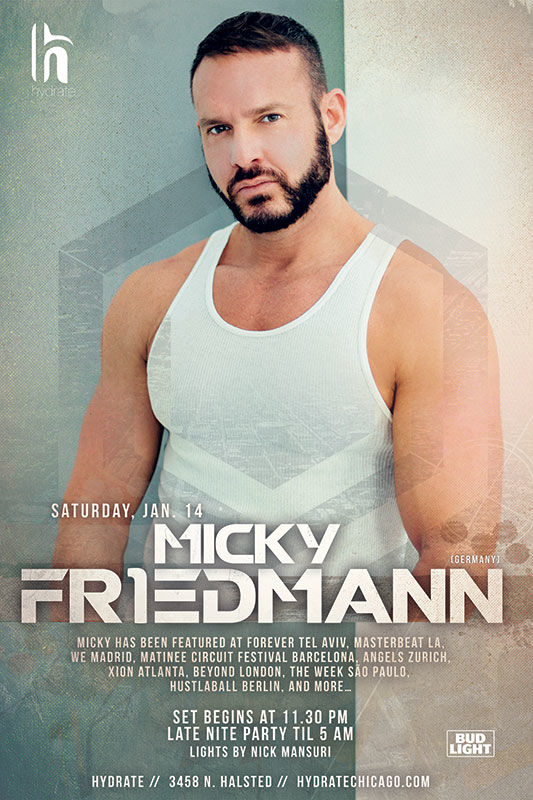 DJ/Producer Micky Friedmann in Chicago at Hydrate Nightclub
