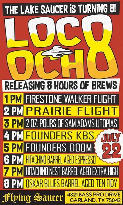 Loco Ocho: The Lake is Turning Eight! in Garland at Flying Saucer