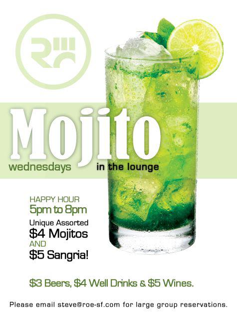 Mojito Wednesday Happy Hour in San Francisco at Roe
